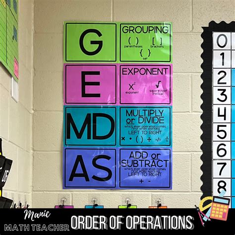 Order Of Operations Classroom Poster Order Of Operations Math