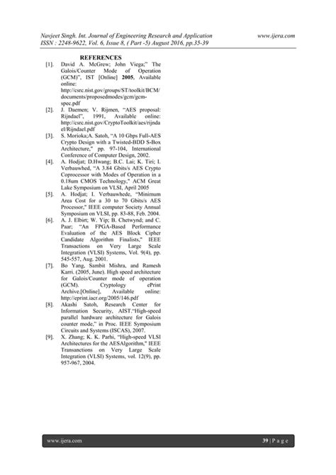 High Speed Vlsi Architecture For Aes Galoiscounter Mode Pdf