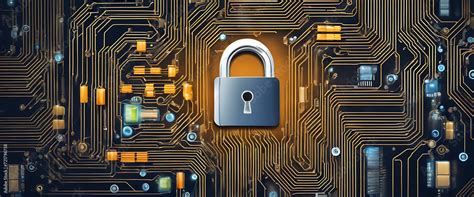 Secure Connection Or Cybersecurity Service Concept Of Computer Motherboard And Safety Lock With