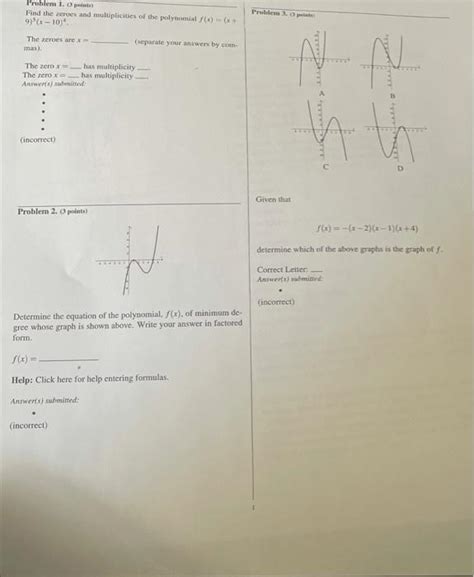 solved problem 4 4 points match the polynomial functions