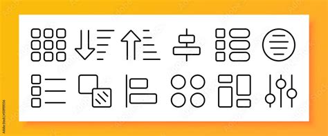 button menu set icon arrows tiles apps shapes list sorting