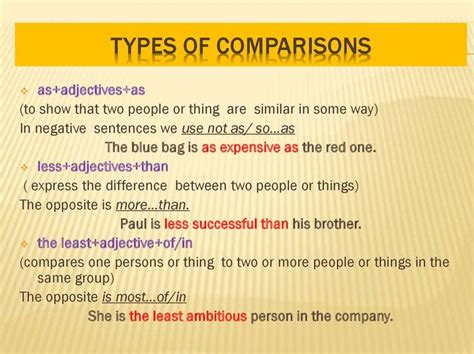 Types Of Comparison