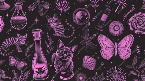 premium photo seamless pattern with potion alchemy symbols halloween