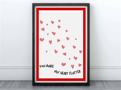 You Make My Heart Flutter Wall Art Printable Valentines Day Love Heart