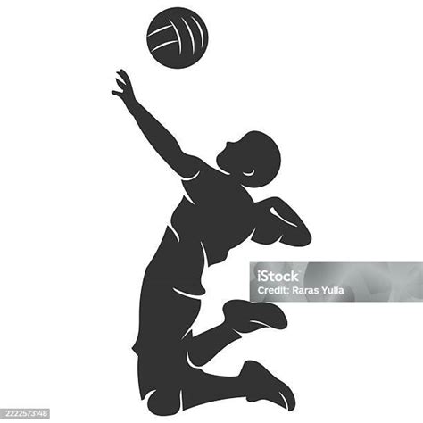 움직이는 배구 선수의 역동적인 실루엣은 에너지와 운동 능력을 포착합니다 서브에 대한 스톡 벡터 아트 및 기타 이미지 서브 서비스 점프 Istock