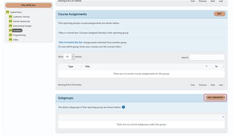 creating subgroups in reporting groups support hub