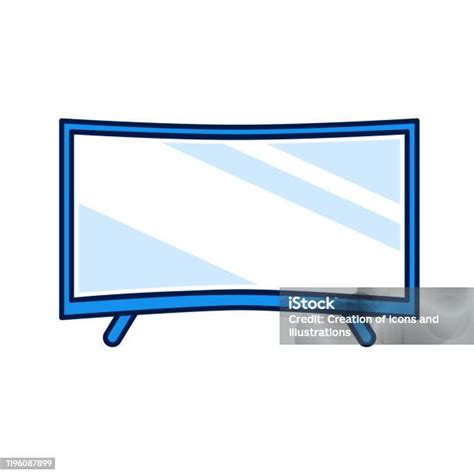 곡선 화면 색상 선 아이콘입니다 Tv 화면의 유형입니다 더 넓은 시야를 허용합니다 웹 페이지 모바일 앱 프로모션에 대한 픽토그램 Ui Ux Gui 디자인 요소입니다 편집