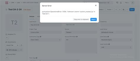pymysql err operationalerror 1054 unknown column custom created by