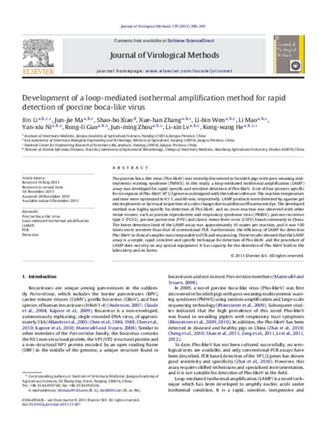 Pdf Development Of A Novel Taqman Based Real Time Pcr Assay For The Detection Of Porcine Boca