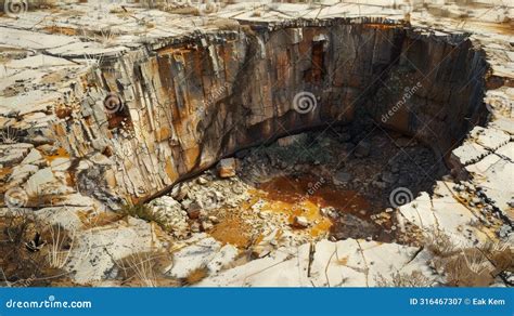 Sinkhole A Depression Or Hole In The Ground Caused By The Colla Stock