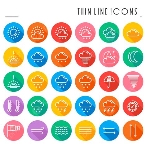 Weather Pack Vector Hd Png Images Weather Pack Line Icons Set Mobile Business Sun Png Image