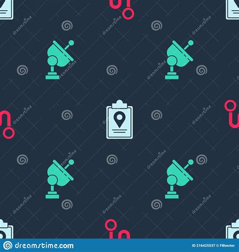 Set Route Location Folded Map With Marker And Radar On Seamless Pattern Vector Stock Vector