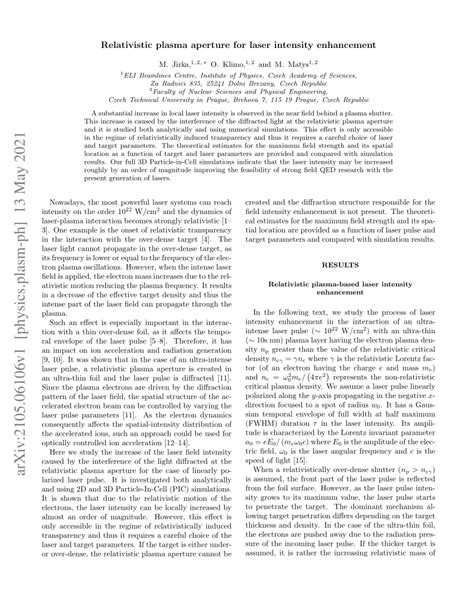 PDF Relativistic Plasma Aperture For Laser Intensity Enhancement