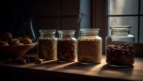 Premium Ai Image Organic Coffee Beans In Rustic Glass Jar Generated