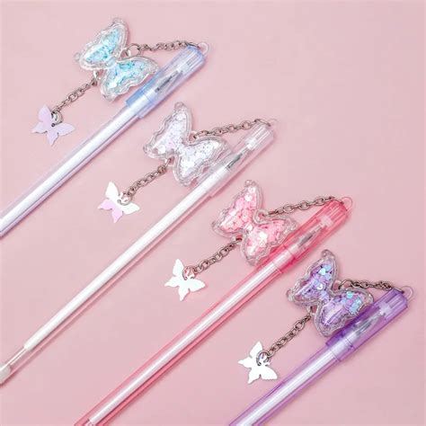 손잡이 나비 스팽글 펜던트 검정 잉크 젤 펜 학생 사무 용품 한국 문구 05mm 40 Pcs중성펜 Aliexpress