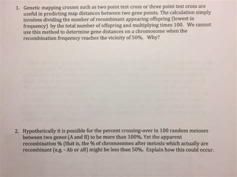 Solved 1 Genetic Mapping Crosses Such As Two Point Test