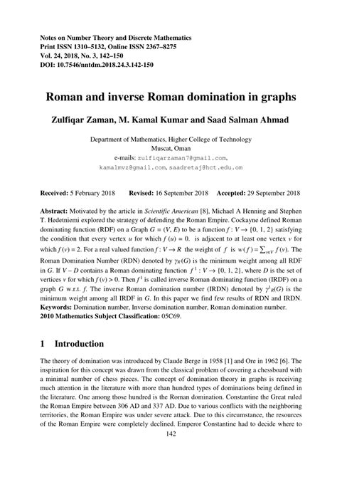 (PDF) Roman and inverse Roman domination in graphs