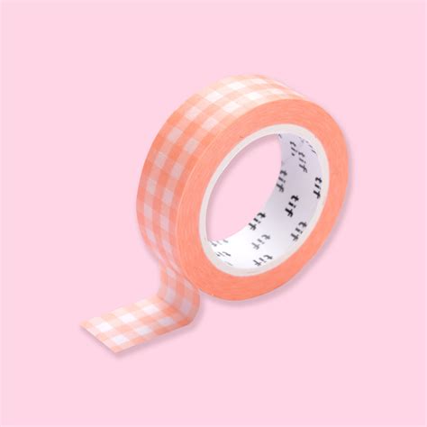 Gingham Washi Tape Peach — Stationery Pal