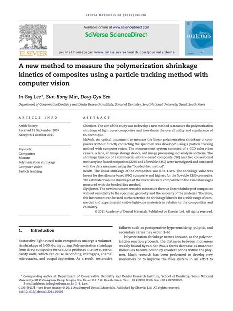 Pdf A New Method To Measure The Polymerization Shrinkage Kinetics Of Composites Using A