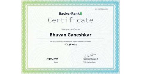 Bhuvan Ganeshkar On Linkedin Hackerrank Skill Certificate