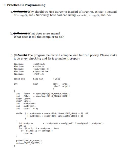 Solved 5 Practical C Programming A Point Why Should We