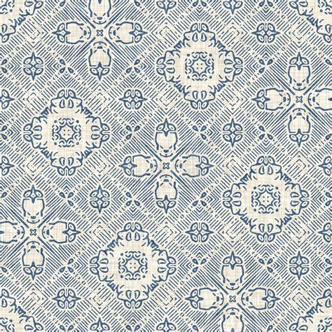 French Blue Linen Effect Geometric Pattern Classic 2 Tone European