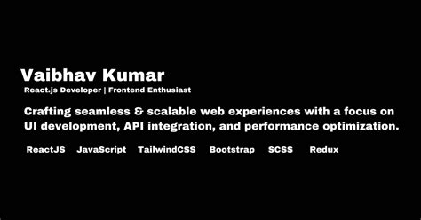 Vaibhav Kumar Reactjs Developer And Frontend Engineer