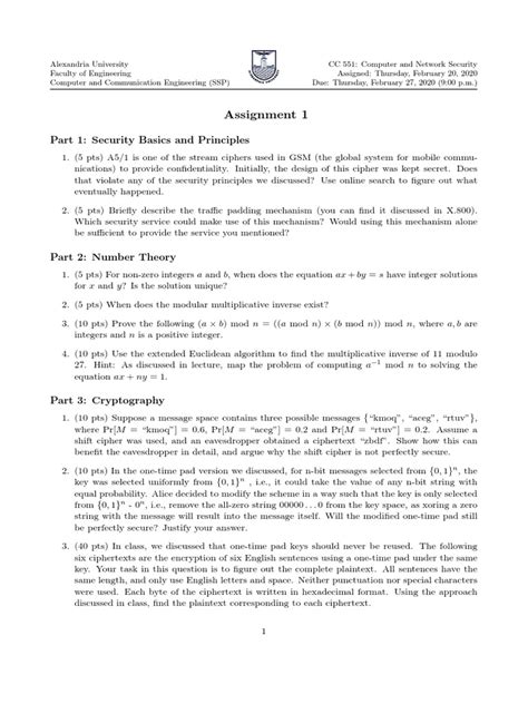 Assignment 1 Part 1 Security Basics And Principles Download Free Pdf Cryptography Encryption
