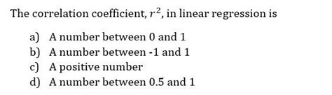 Solved The Correlation Coefficient R2 In Linear Regression