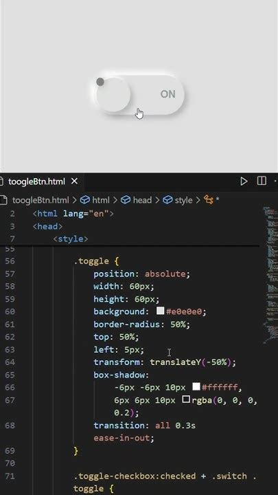 Beautiful Toggle Button Using Html And Css Shorts Youtube