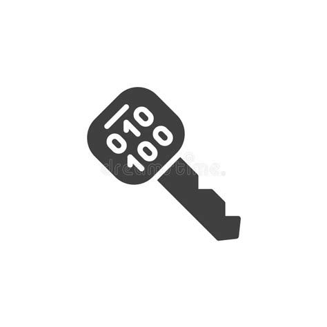key with binary code vector icon stock vector illustration of single