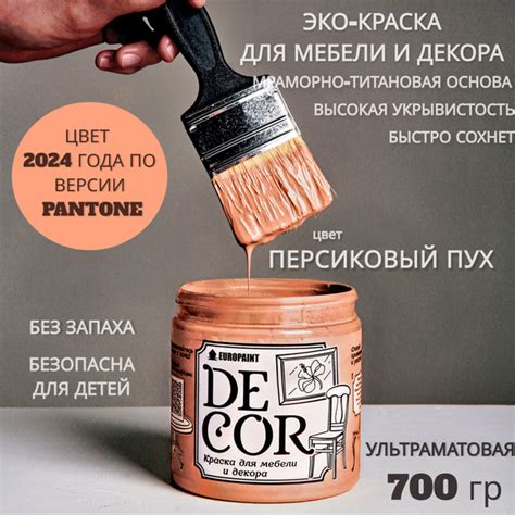 Краска EUROPAINT DECOR Быстросохнущая, Меловая, Глубокоматовое покрытие ...