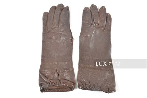 Late War German Paratrooper Leather Combat Jump Gloves Rbnr