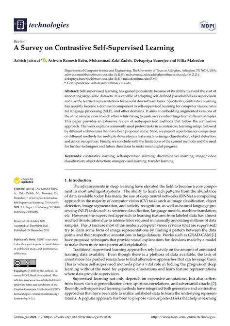pdf a survey on contrastive self supervised learning