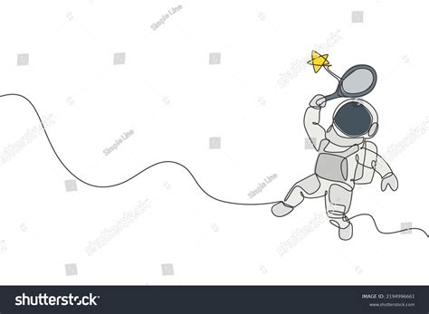 One Continuous Line Drawing Cosmonaut Exploring Stock Vector Royalty Free 2194996661