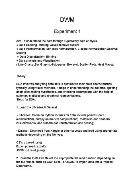 dwm dwm notes dwm experiment 1 aim to understand the data through
