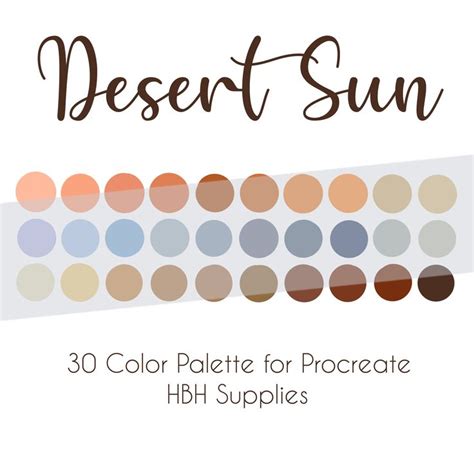 Desert Sun Procreate Palette Procreate Color Palette Desert Procreate Tools Hex Codes Orange