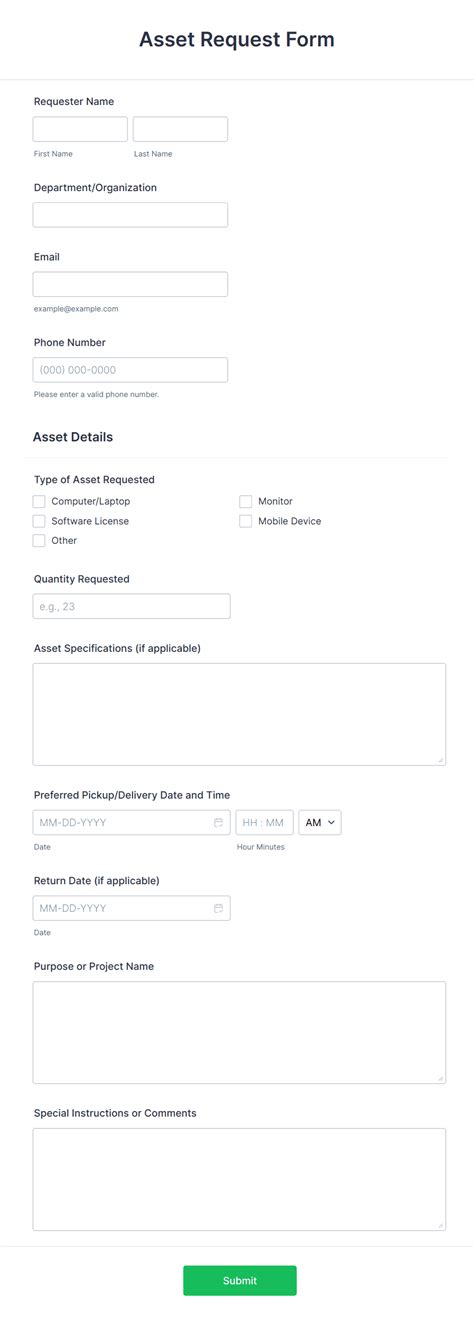 Asset Request Form Template Jotform