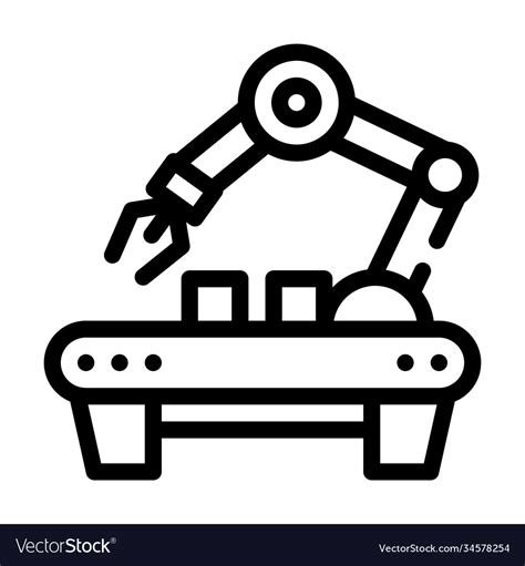 Factory Robotic Arm Line Icon Royalty Free Vector Image