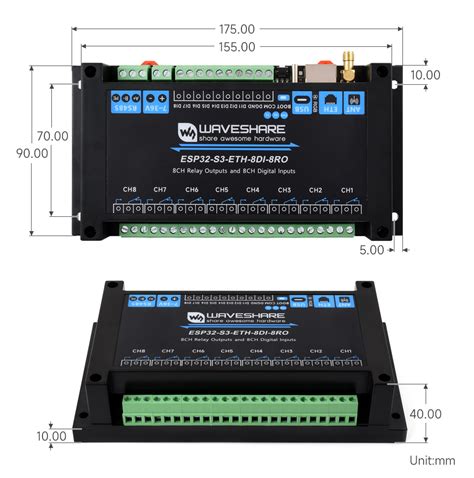Bộ Io Công Nghiệp 8 Ch Esp32 S3 Wifi Rs485 8 Di 8 Do Relay Ethernet Port Modbus Support