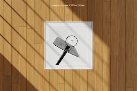 창 그림자가 있는 벽에 매달려 있는 정사각형 흰색 포스터 또는 사진 프레임 모형 3d 렌더링 프리미엄 Psd 파일