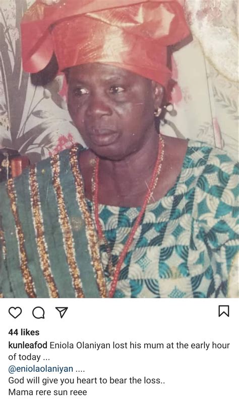 Actor Eniola Olaniyan Loses His Mum