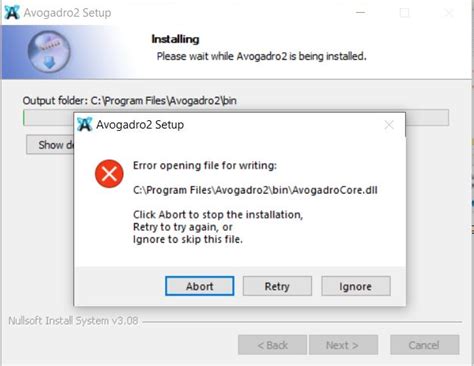 Errors In Nightly Build Binaries For Windows Development Avogadro