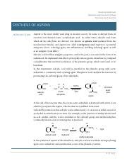 Synthesis Of Aspirin Lab 9 Pdf Chemistry Department Queensborough Community College City