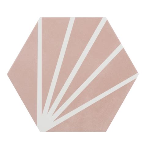 Lily 5 Patterned Hexagon Pink Line Decor Porcelain Floor And Wall Tile