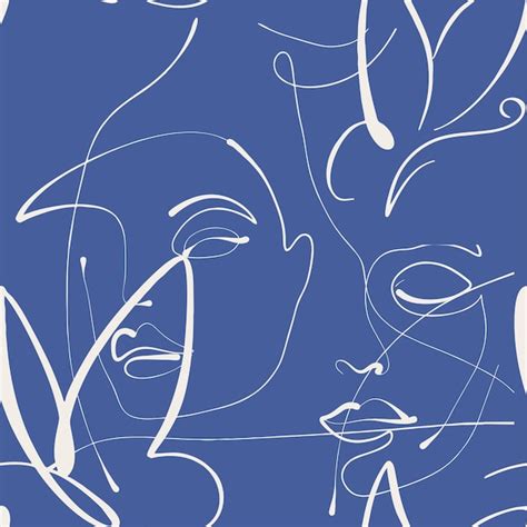 Premium Vector Seamless Pattern Line Drawing Of Women With Butterfly