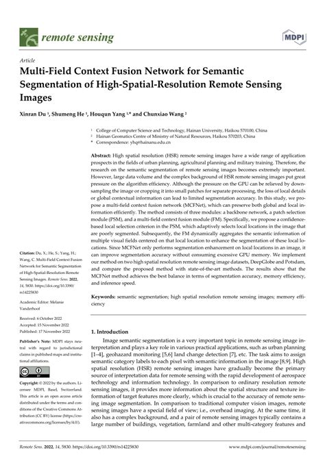 Pdf Multi Field Context Fusion Network For Semantic Segmentation Of