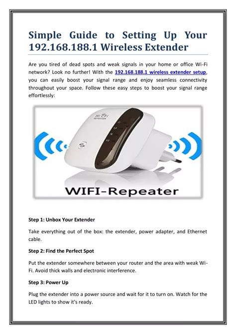 Ppt Simple Guide To Setting Up Your 192 168 188 1 Wireless Extender Powerpoint Presentation