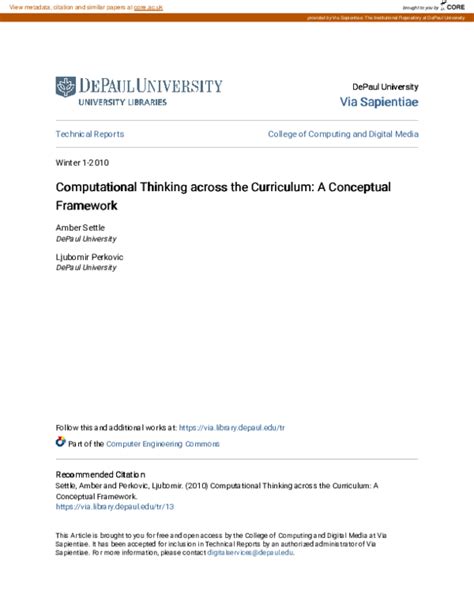 Pdf Computational Thinking Across The Curriculum A Conceptual Framework
