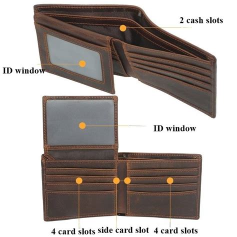 Handmade Leather Mens Bifold Wallet With 2 Id Window